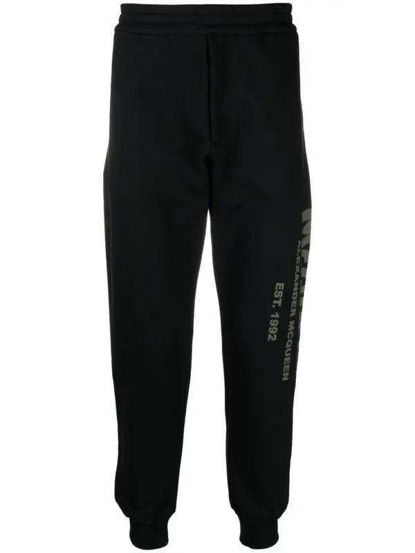 Alexander McQueen Graffiti Cotton Track Pants - Black