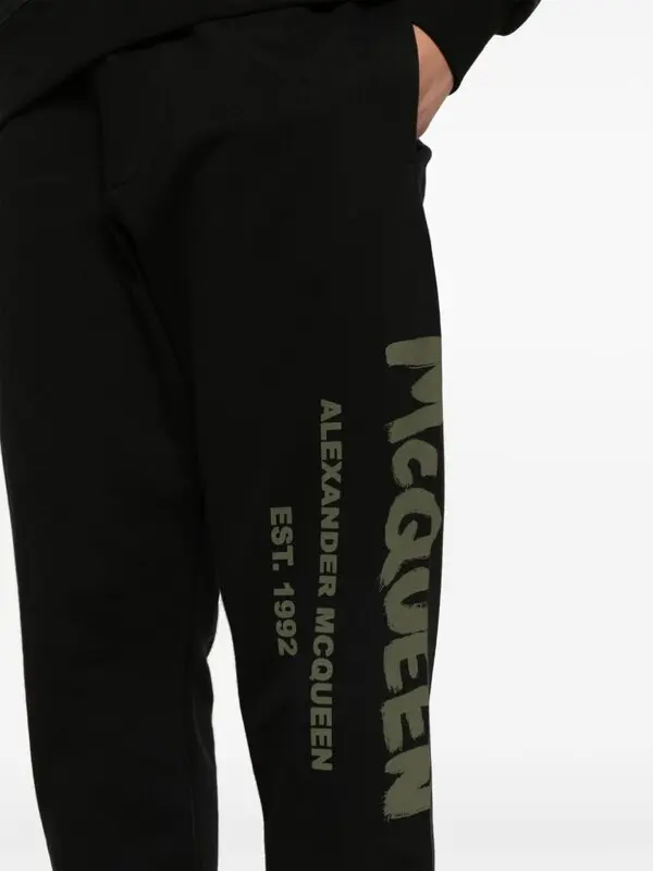Alexander McQueen Graffiti Cotton Track Pants - Black