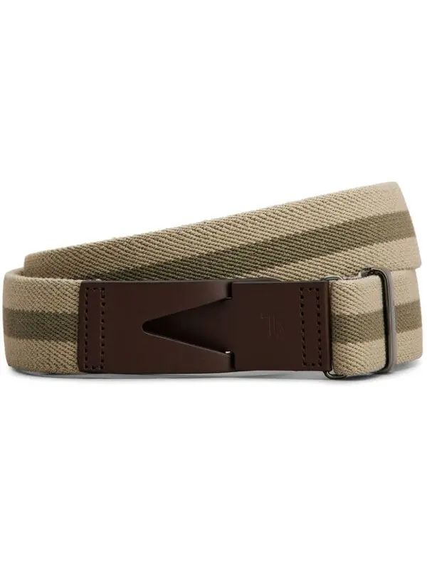 TOD'S Striped Snap-buckle Belt - Neutrals
