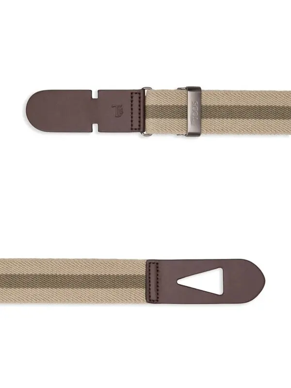 TOD'S Striped Snap-buckle Belt - Neutrals