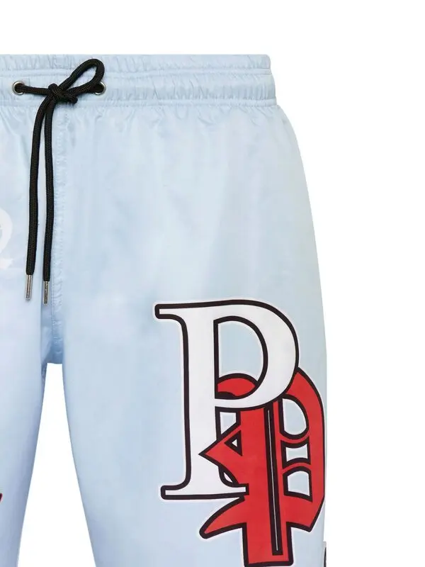 Philipp Plein Bulldogs-print Swim Shorts - Blue
