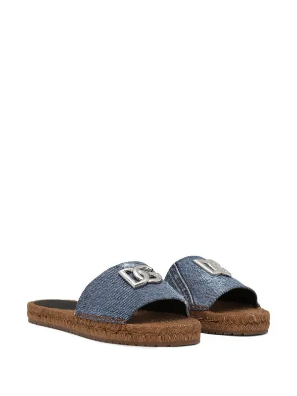 Dolce & Gabbana Logo-plaque Denim Espadrilles - Blue