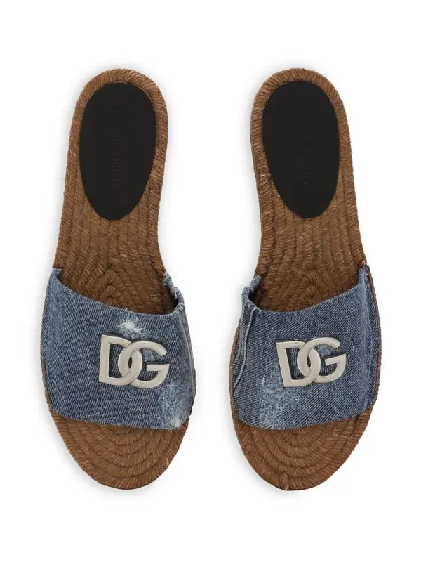 Dolce & Gabbana Logo-plaque Denim Espadrilles - Blue
