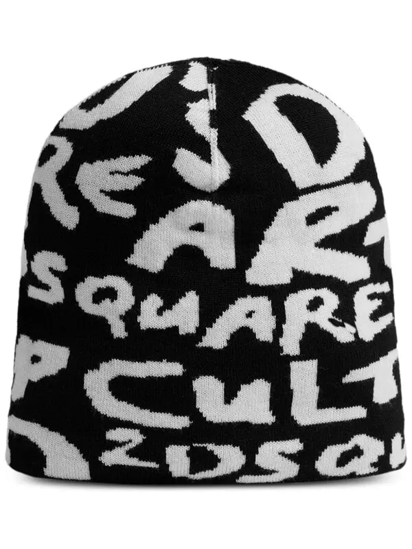 Dsquared2 Logo Intarsia-knit Wool Beanie - Black