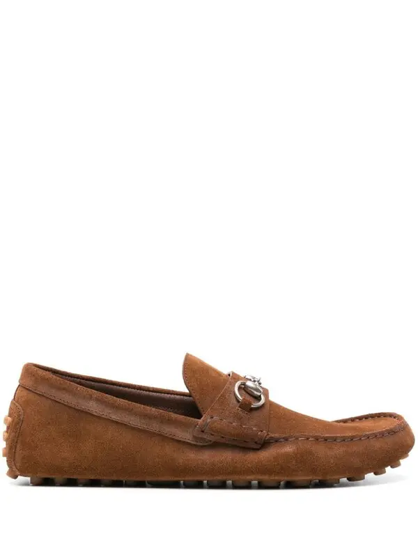 Gucci Horsebit-detail Suede Loafers - Brown