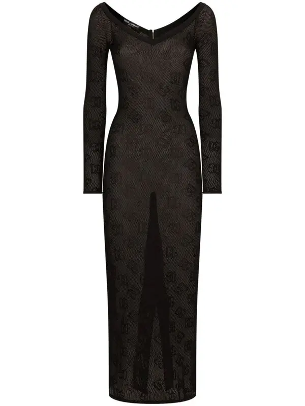 Dolce & Gabbana Logo-jacquard V-neck Maxi Dress
