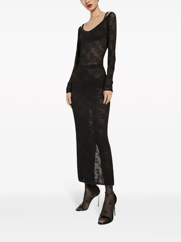 Dolce & Gabbana Logo-jacquard V-neck Maxi Dress