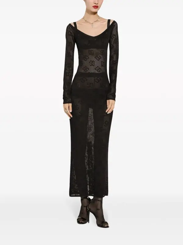 Dolce & Gabbana Logo-jacquard V-neck Maxi Dress
