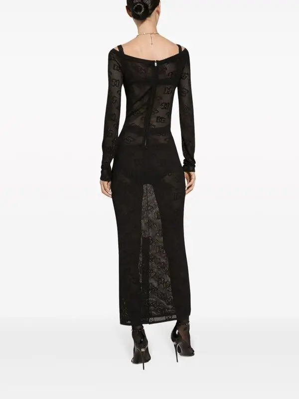 Dolce & Gabbana Logo-jacquard V-neck Maxi Dress