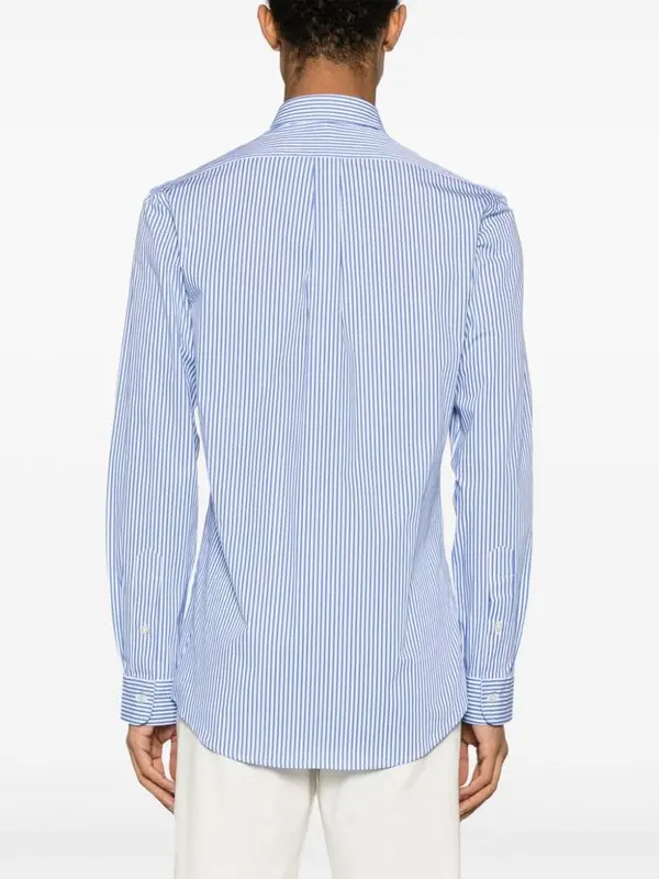 Polo Ralph Lauren Striped Logo-embroidered Shirt - Blue