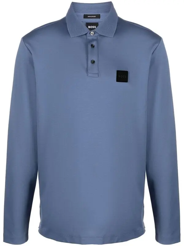 BOSS Logo-appliqué Cotton Polo Shirt - Blue