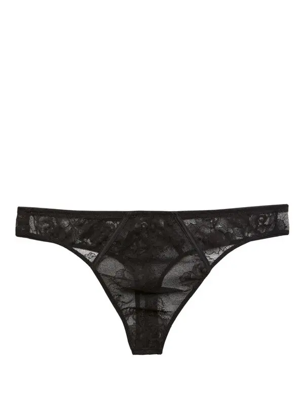 Fleur Du Mal Bouquet Lace Thong - Black