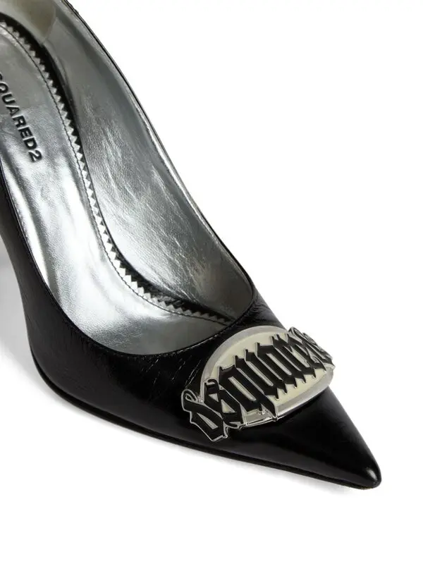 Dsquared2 100mm Logo-plaque Leather Pumps - Black