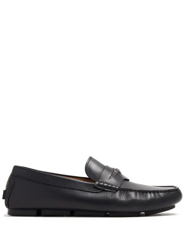 Versace Medusa Plaque Leather Loafers