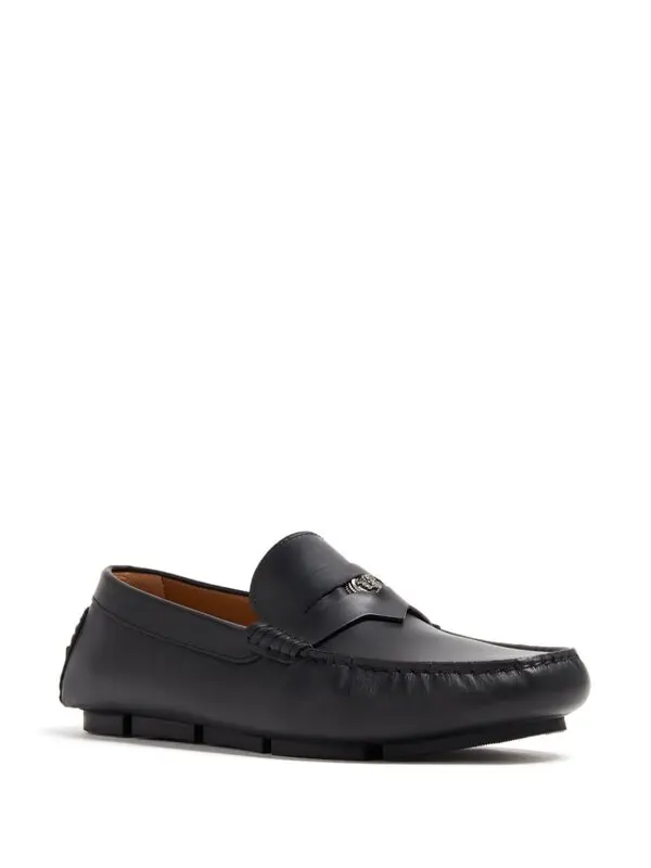 Versace Medusa Plaque Leather Loafers