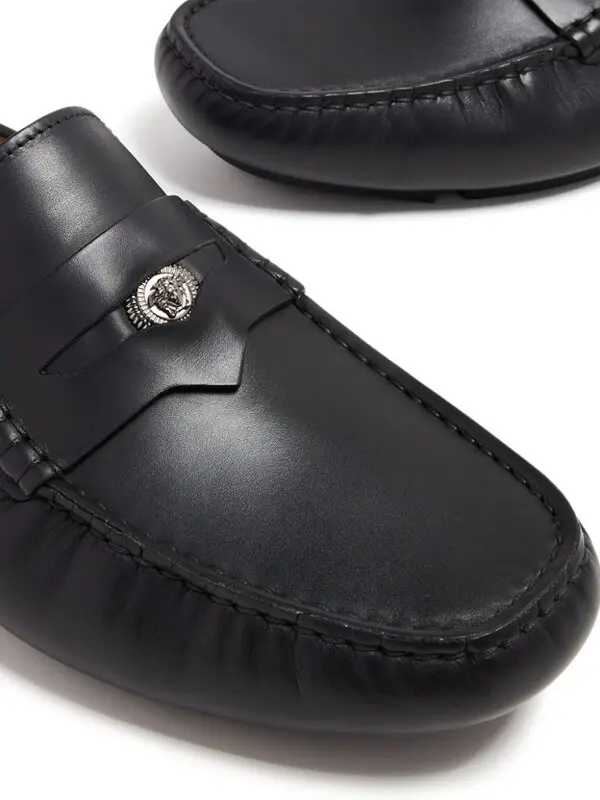 Versace Medusa Plaque Leather Loafers