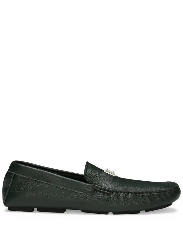 Dolce & Gabbana Logo-plaque Leather Loafers - Green