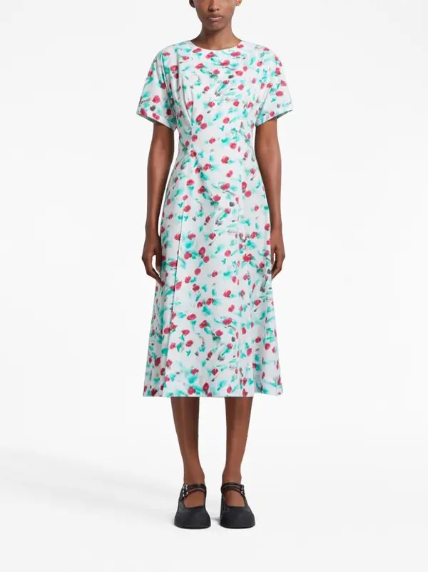 Marni Painterly-print Cotton Midi Dress