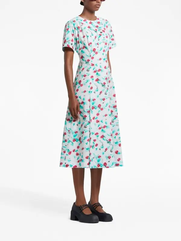 Marni Painterly-print Cotton Midi Dress
