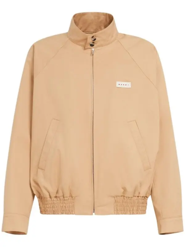 Marni Logo-patch Cotton Bomber Jacket - Yellow