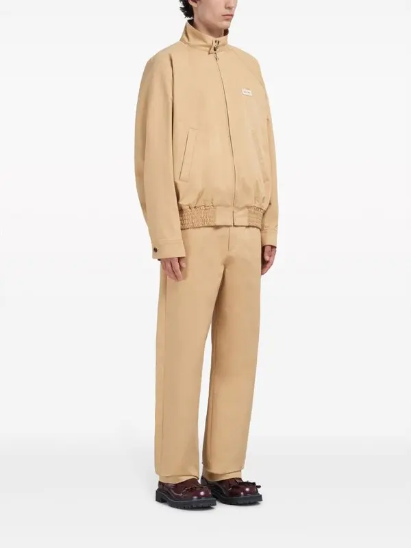 Marni Logo-patch Cotton Bomber Jacket - Yellow