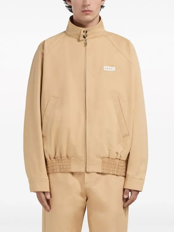 Marni Logo-patch Cotton Bomber Jacket - Yellow