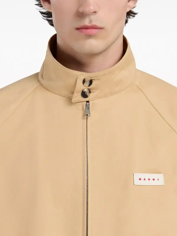 Marni Logo-patch Cotton Bomber Jacket - Yellow