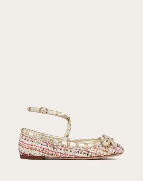 Valentino Garavani Rockstud Tweed Ballerina