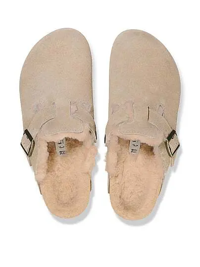 Pink Birkenstock Boston Shearling Clogs - Beige