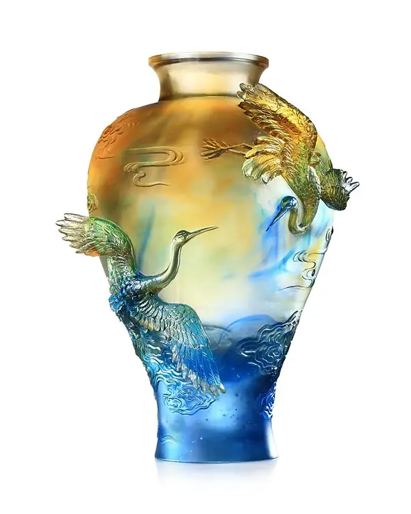 LIULI Flight Of Legacy Crane Crystal Vase