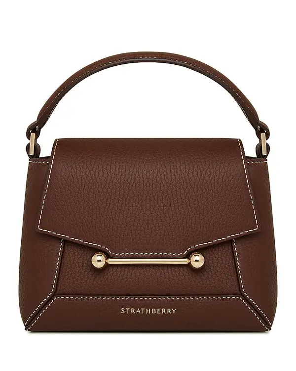 Strathberry Mosaic Nano Leather Top Handle Bag - Chocolate