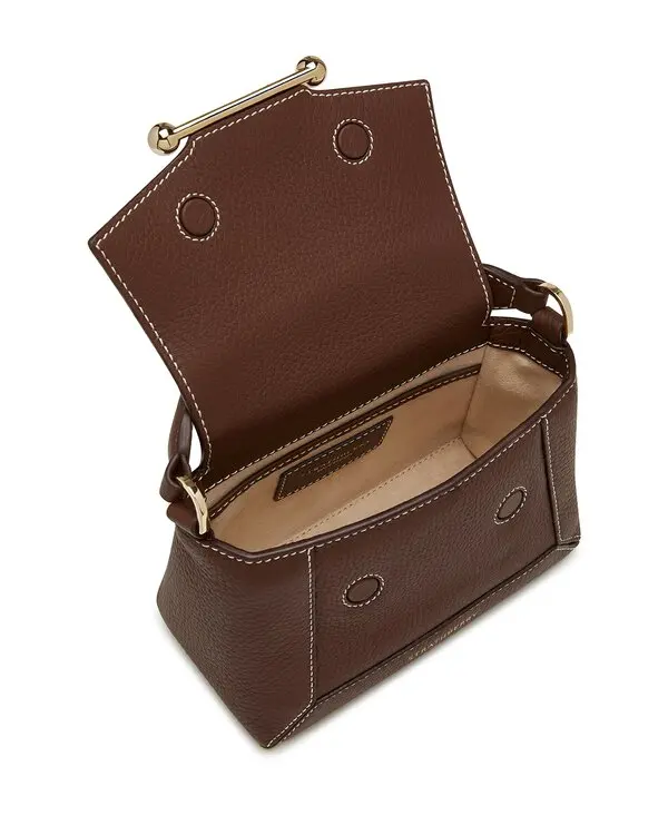 Strathberry Mosaic Nano Leather Top Handle Bag - Chocolate
