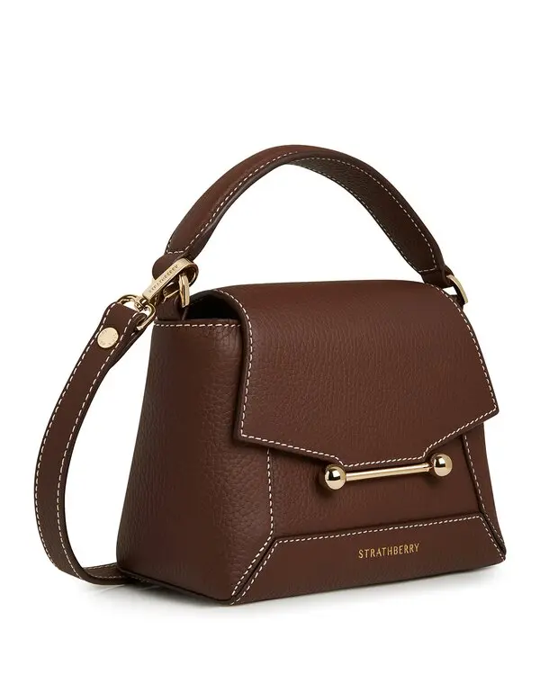 Strathberry Mosaic Nano Leather Top Handle Bag - Chocolate