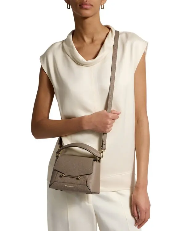 Strathberry Mosaic Nano Leather Top Handle Bag - Taupe
