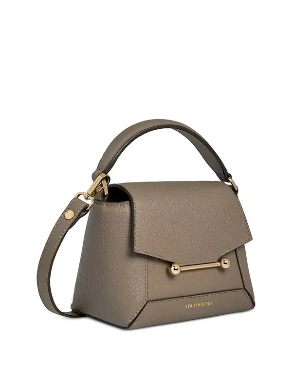 Strathberry Mosaic Nano Leather Top Handle Bag - Taupe