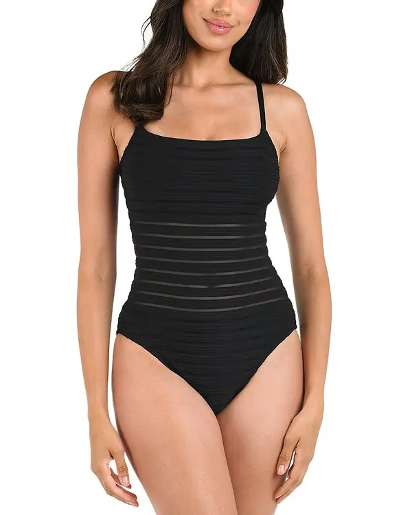 La Blanca Ribbed One Piece Swimsuit - Black