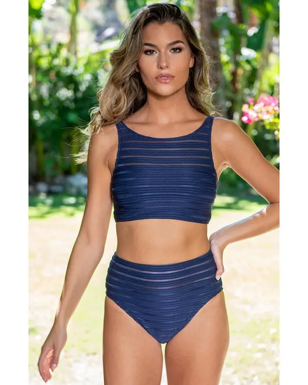 La Blanca High Waisted Bikini Bottom - Indigo