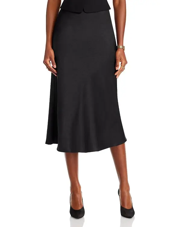 Aqua Midi Slip Skirt - Black