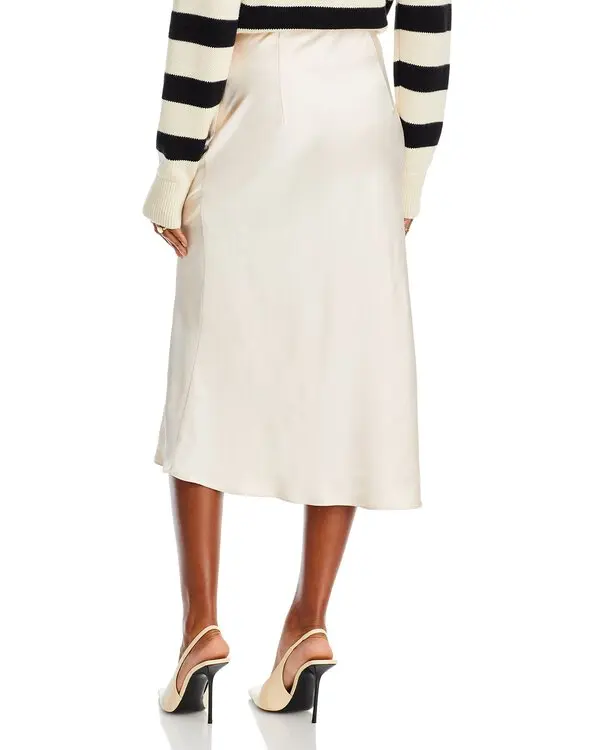 Aqua Satin Midi Slip Skirt - Champagne