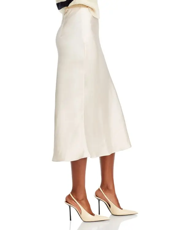Aqua Satin Midi Slip Skirt - Champagne