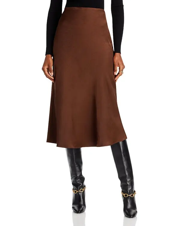 Aqua Midi Slip Skirt - Chocolate