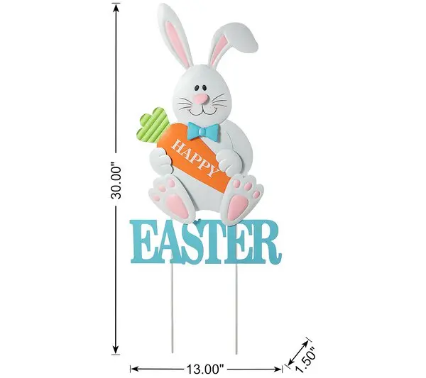 GLITZHOME 30' Adorable Metal Easter Bunny Yard