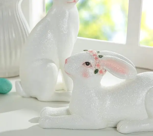 GLITZHOME S/ 10' Resin Easter Bunny Shelf Or Table Toppers