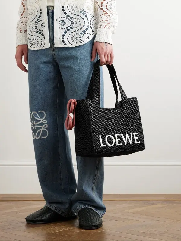 Loewe Medium Logo-embroidered Raffia Tote Bag