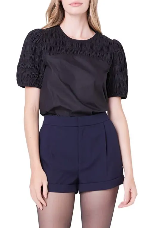 English Factory Smocked Top - Black