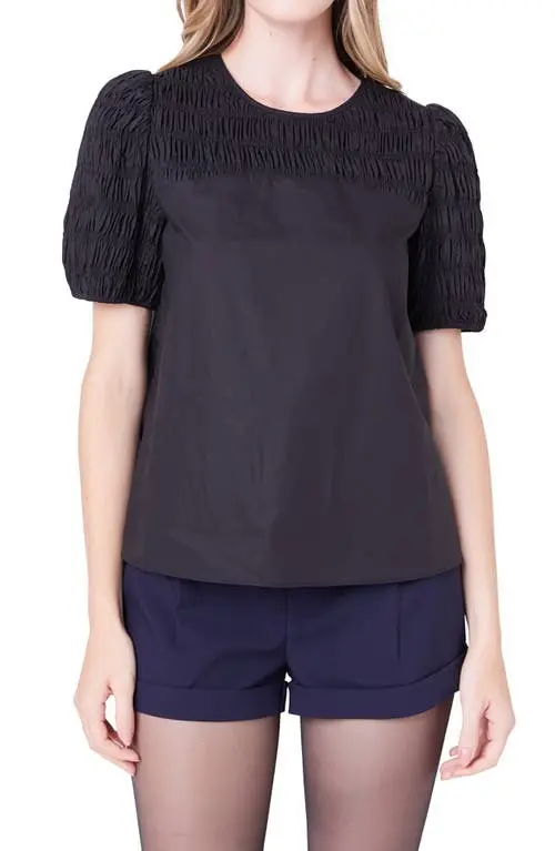 English Factory Smocked Top - Black