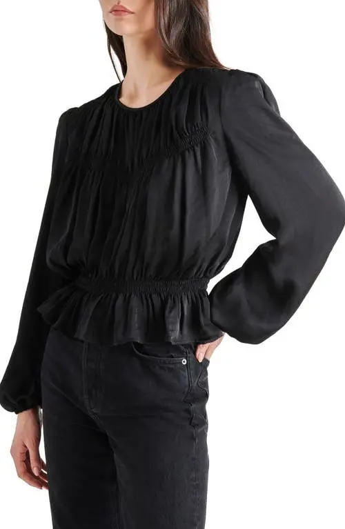 Steve Madden Pyper Ruched Satin Peplum Top