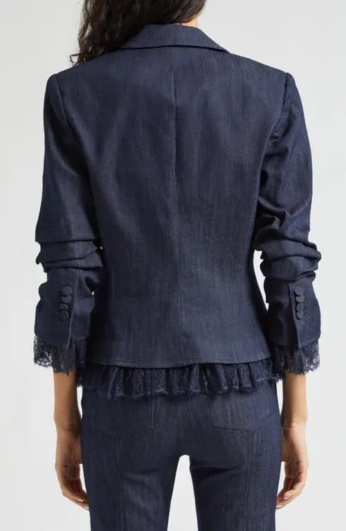 Cinq À Sept Le Petit Roxie Lace Trim Denim Blazer