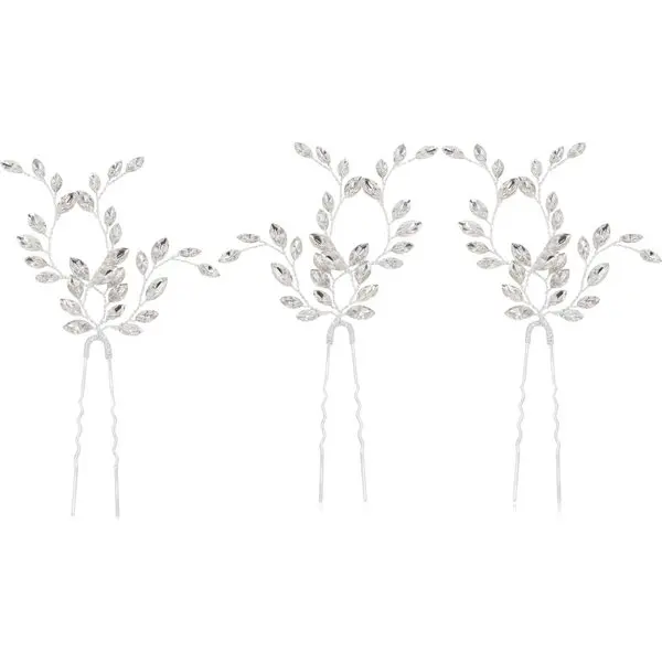 Brides & Hairpins Fawn Swarovski Crystal Hair Pins Set Of 3 - Silver