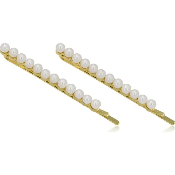 Brides & Hairpins Annika Imitation Pearl Hair Clips Set Of 2 - Gold